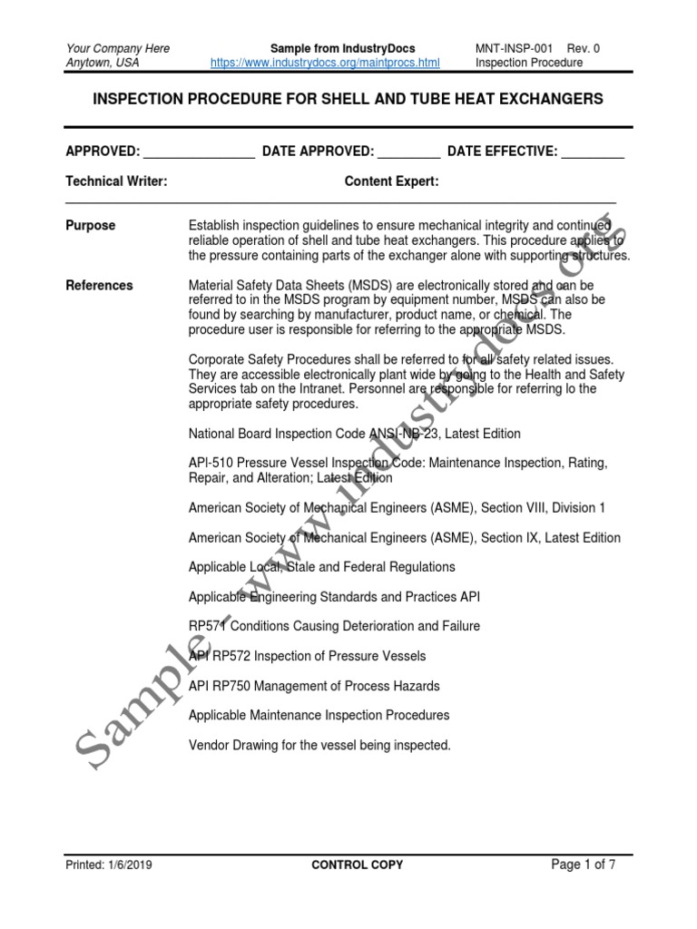 Mechanical Integrity Inspection Exchanger | PDF | Pipe (Fluid ...