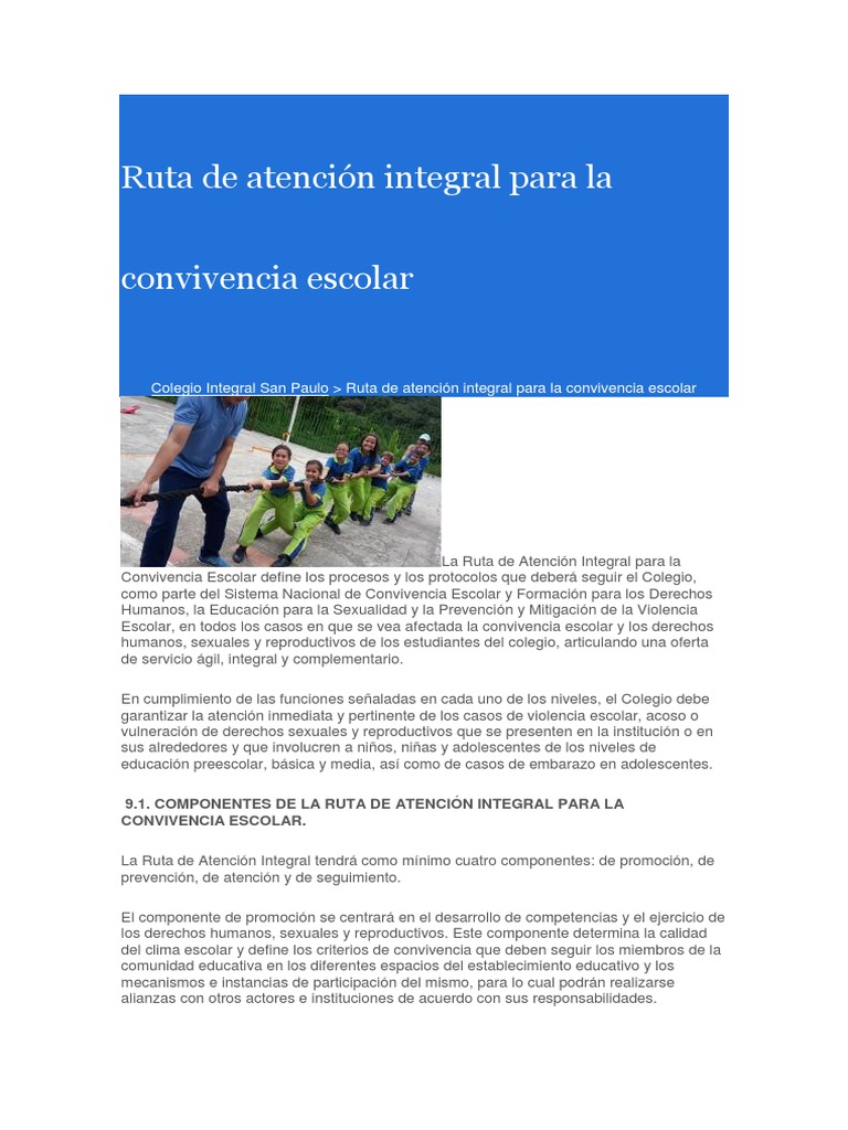 Ruta de Atención Integral para La Convivencia Escolar | PDF | Acoso ...