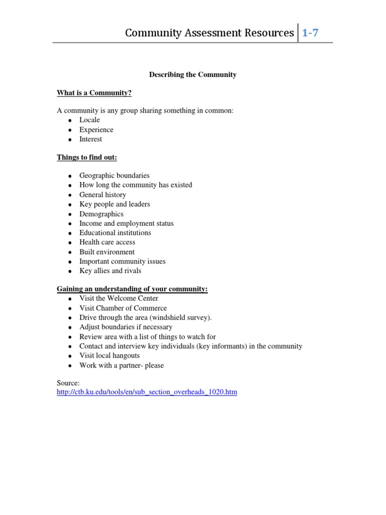 Community Assessment Resources | PDF | Focus Group | Data