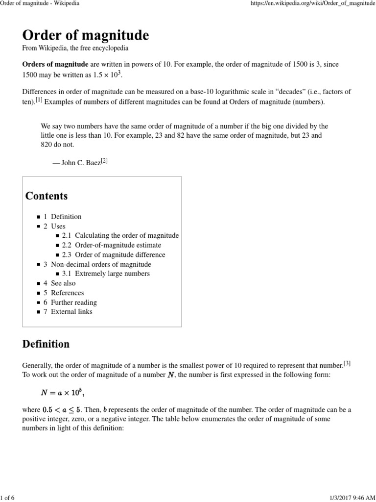 Order of Magnitude-2017 | PDF | Elementary Mathematics | Scientific ...