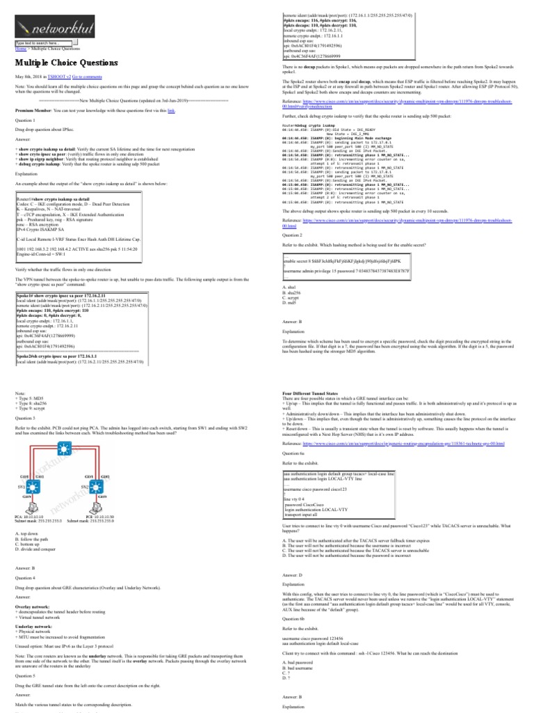 TSHOOT Questions and Answers Multiple Choice Questions | PDF | Router (Computing) | Computer Network