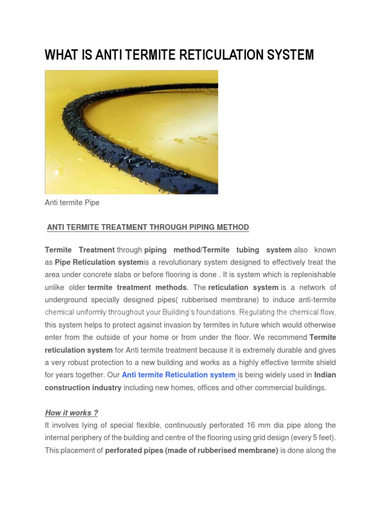 Anti Termite Reticulation System | PDF | Flooring | Pipe (Fluid Conveyance)