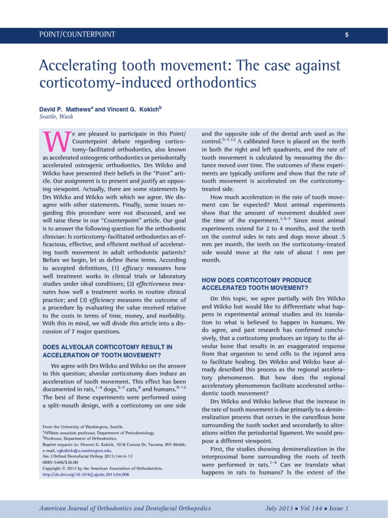 Accelerating Tooth Movement: The Case Against Corticotomy-Induced ...