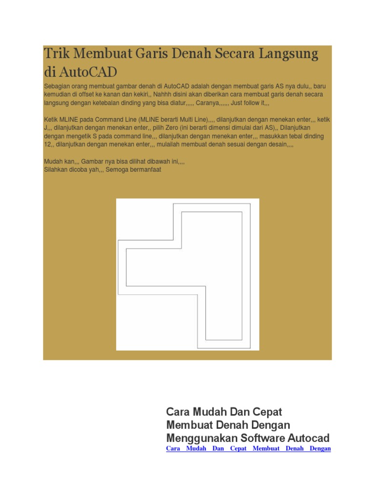 Cara Cepat Membuat Denah Dengan Autocad | PDF