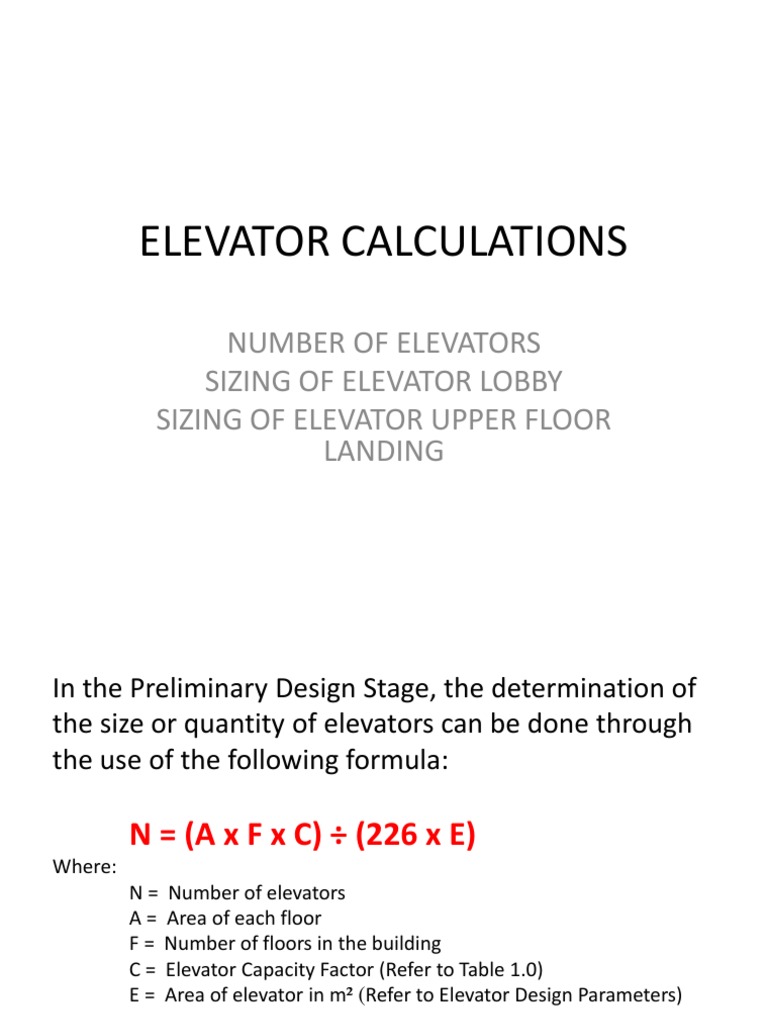 Elevator Calculations | PDF | Elevator | Apartment