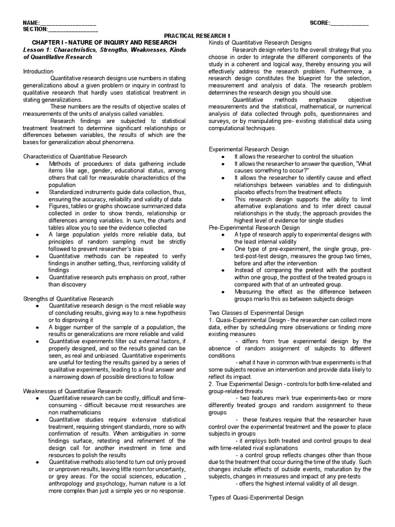 Practical Research 2 Lesson 1 | Download Free PDF | Quantitative ...