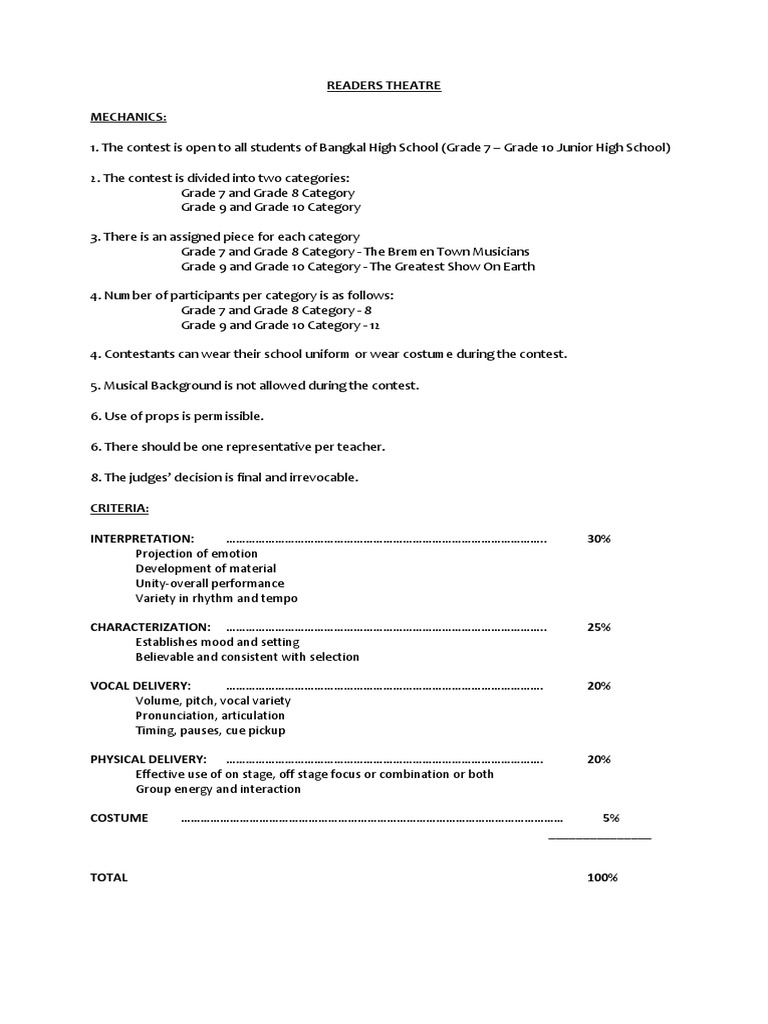 Mechanics For Poem Recitation Contest | PDF