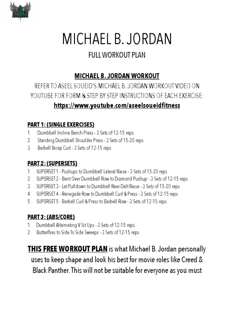 Michael B Jordan Workout Routine | PDF | Physical Fitness | Dieting