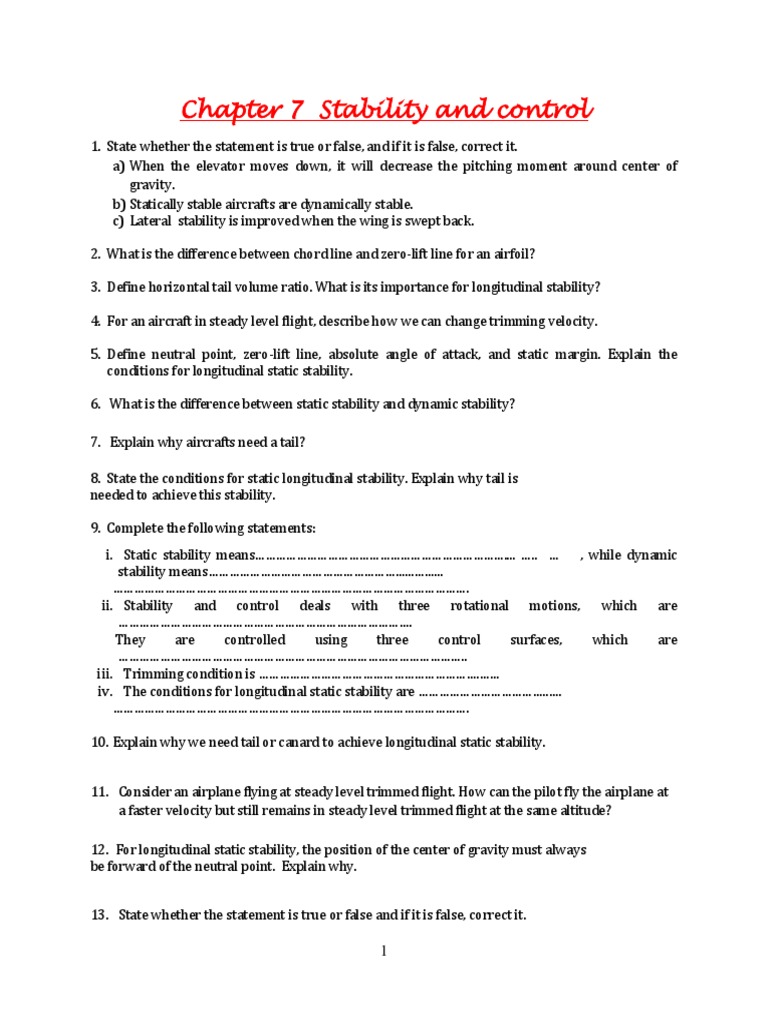 Static vs Dynamic Stability in Aircraft | PDF | Aerodynamics ...