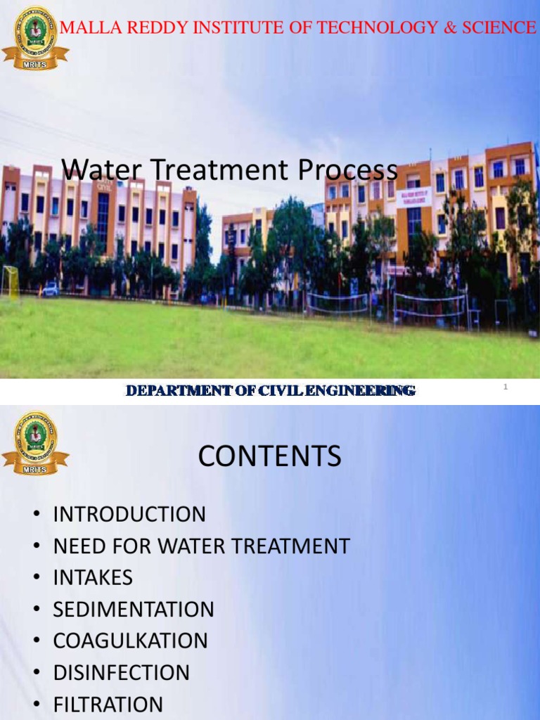 Water Treatment Process: Malla Reddy Institute of Technology & Science ...