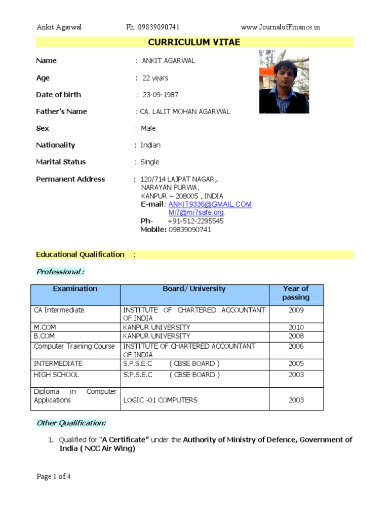 Ankit CV | PDF | World Wide Web | Internet & Web