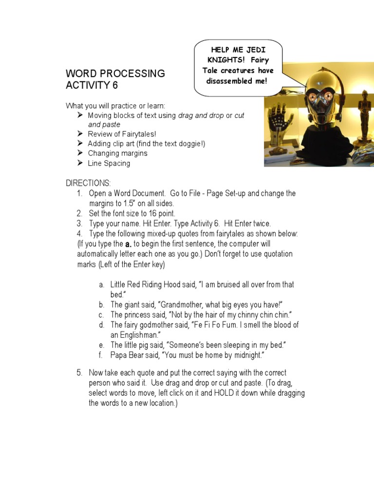 Word Processing Activity 6 | PDF