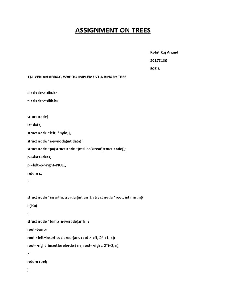 Assignments On Trees | PDF | Areas Of Computer Science | Software ...
