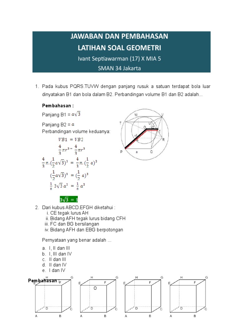 Tugas Geometri 21soal Ivant Septiawarman Xmia51 | PDF