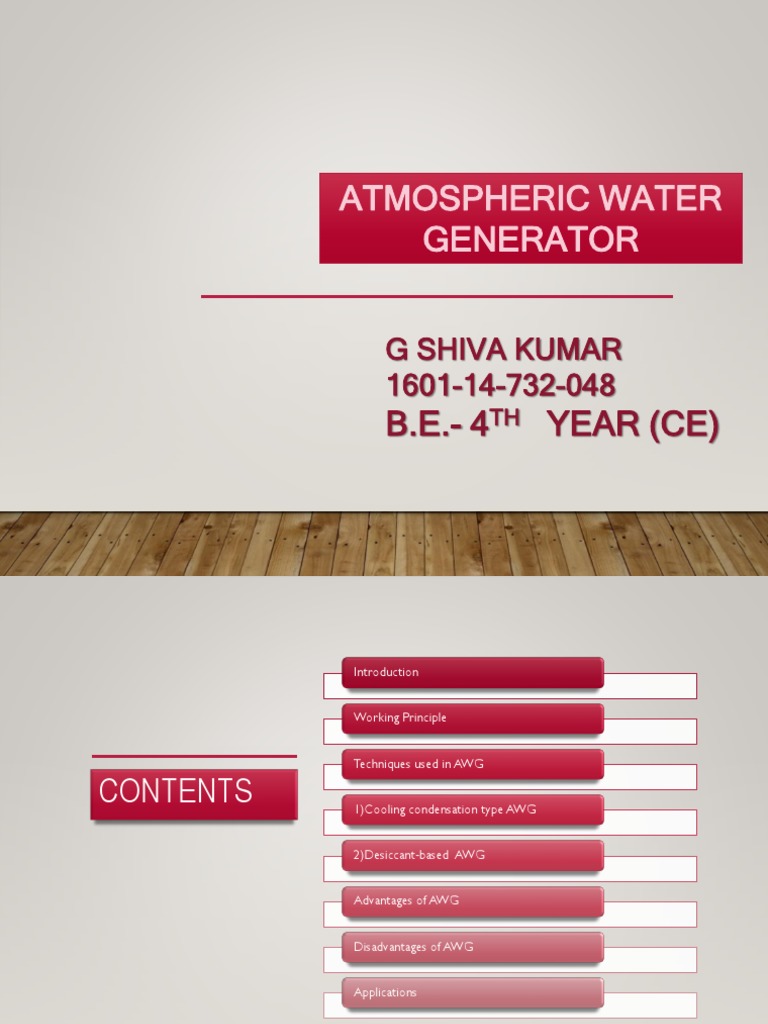 Overview of Atmospheric Water Generators | PDF | Thermodynamics ...