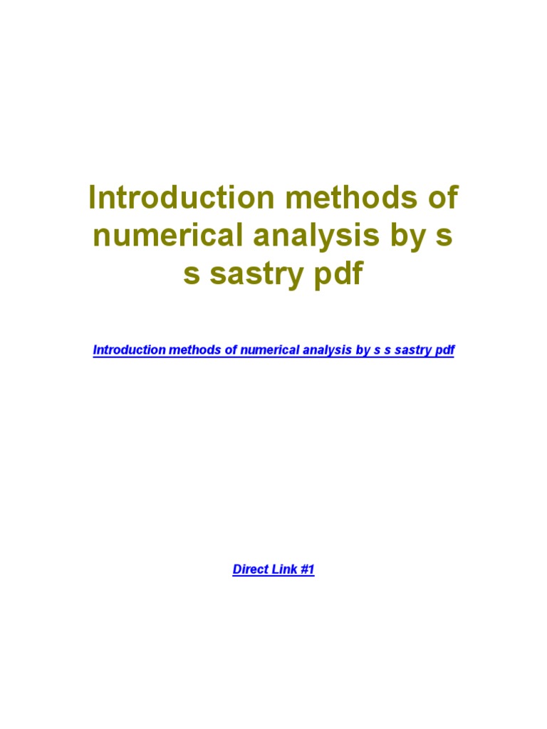 Introduction Methods of Numerical Analysis by S S Sastry PDF | PDF ...