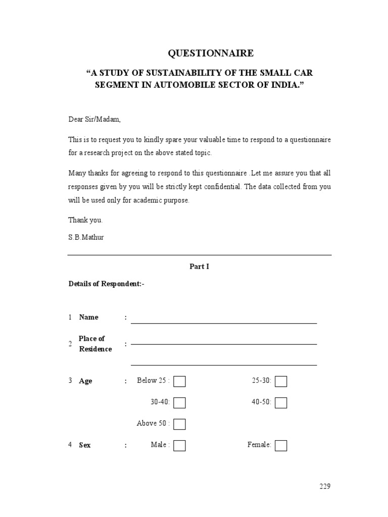 14 Questionnaire PDF | PDF | Car | Motor Vehicle