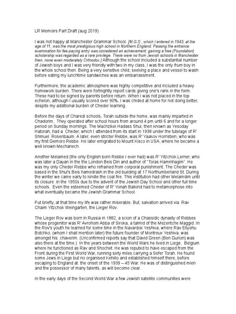 Memoirs of The 1940s by A Jewish Orthodox Boy. | PDF | Jews And Judaism ...