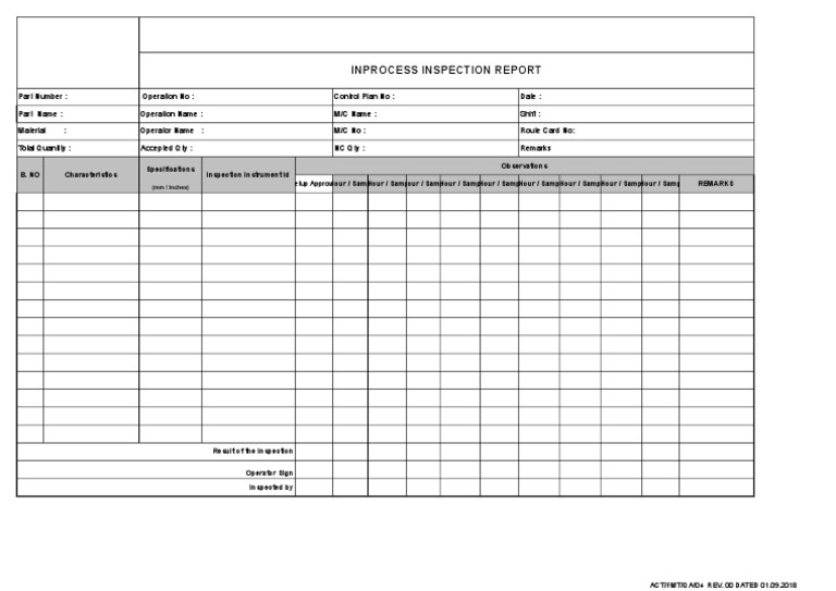 Inprocess Inspection Report: Setup Approval | PDF | Military Operations ...