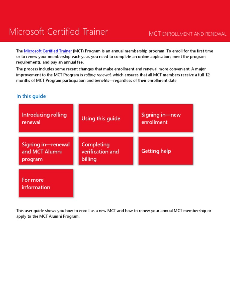 MCT Enrollment and Renewal Quick Reference Guide | PDF | Receipt | Authentication