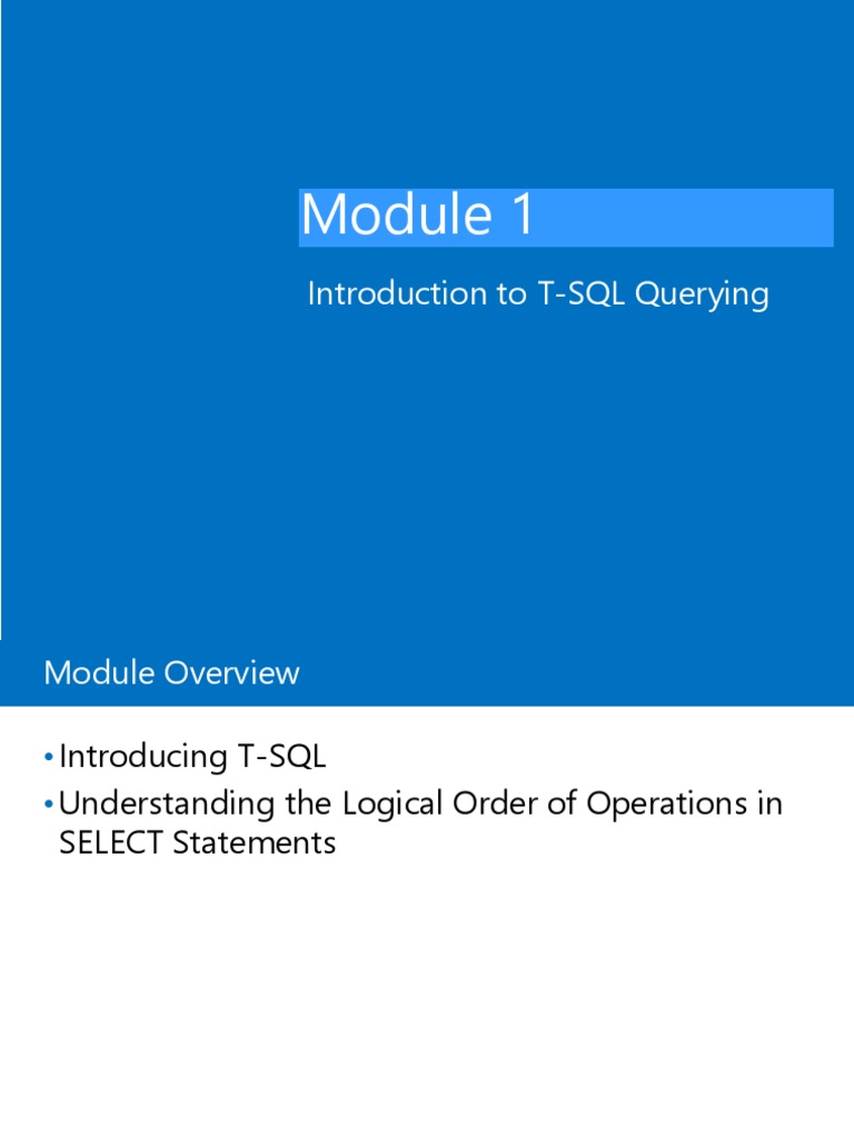 Introduction To T-SQL Querying | PDF | Sql | Information Retrieval