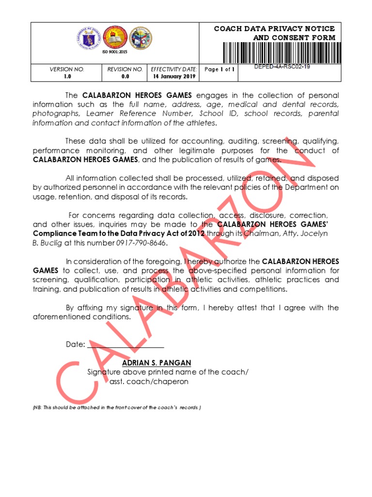 Coach Consent Form | PDF