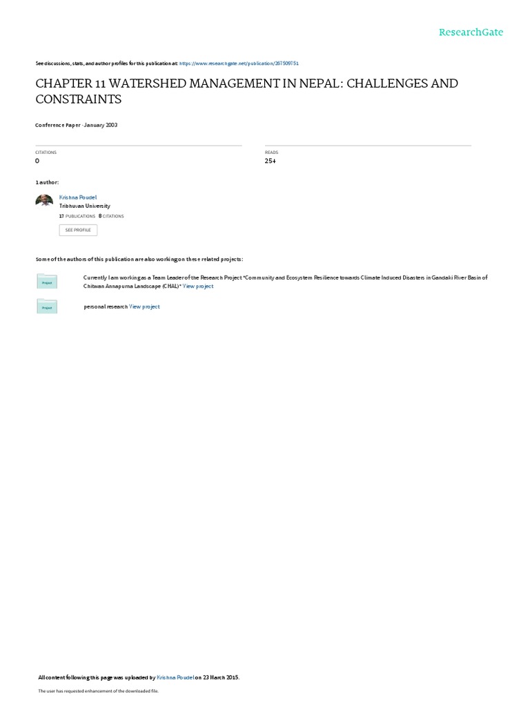Chapter 11 Watershed Management in Nepal: Challenges and Constraints ...
