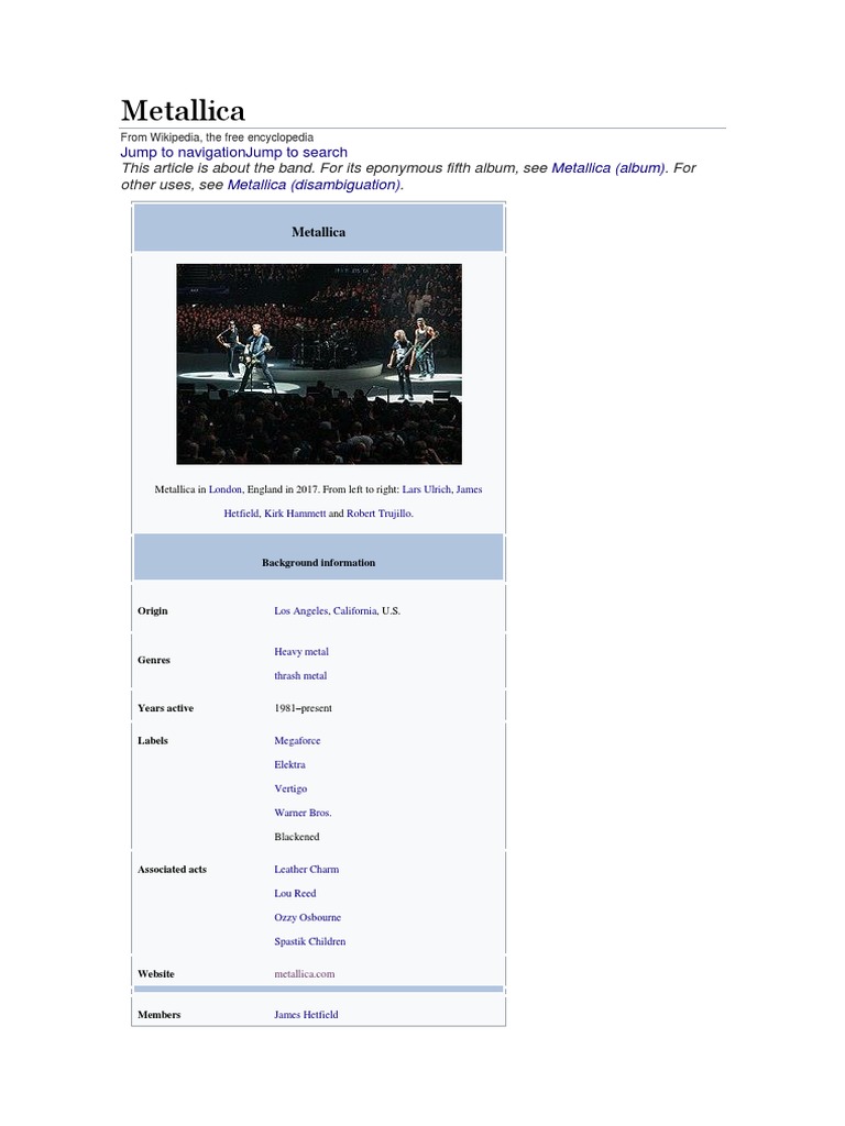 Metallica: History and Members Overview | PDF | Young Adult