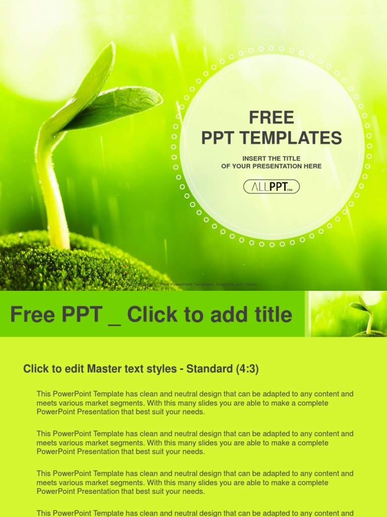 Young Sprout in Springtime Nature PowerPoint Templates Standard | PDF