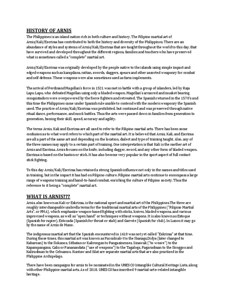 History and Origins of Arnis, the National Martial Art of the ...