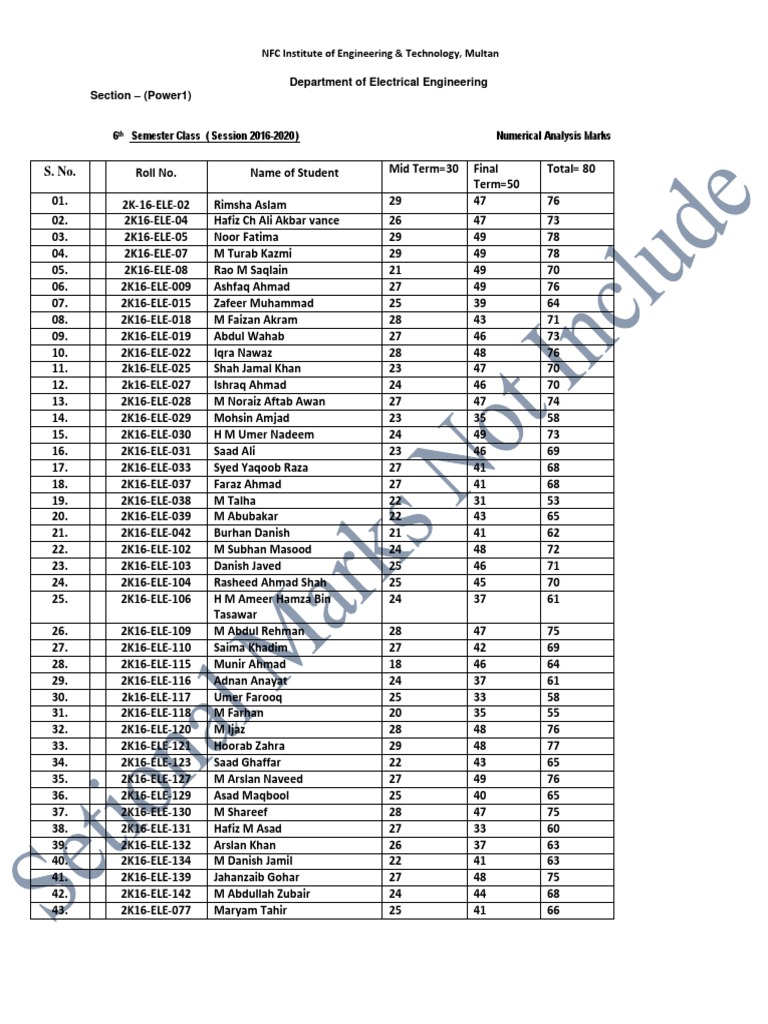 Numerical Marks | PDF
