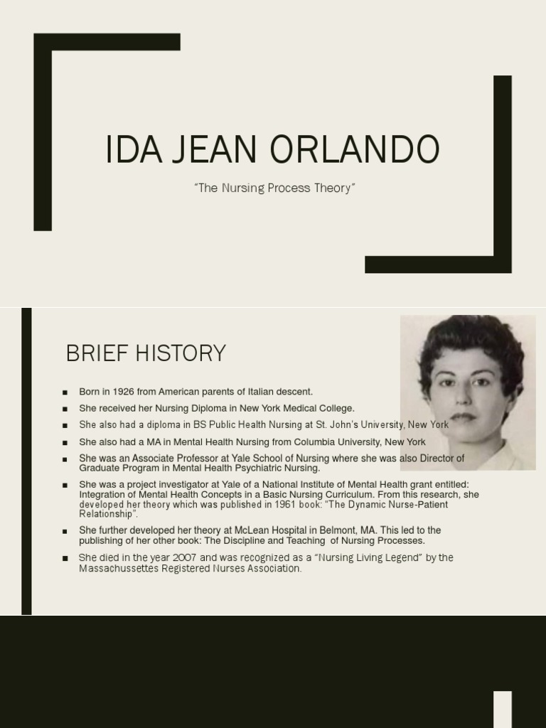 Ida Jean Orlando: "The Nursing Process Theory" | PDF | Nursing ...