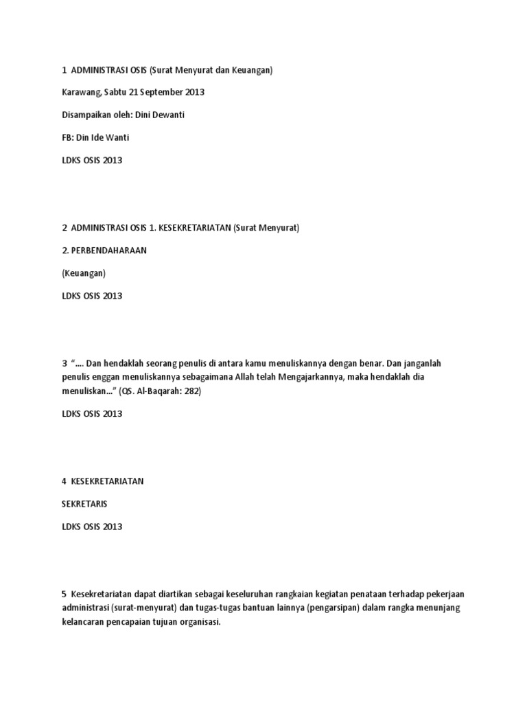 1 Administrasi Osis | PDF | Karier & Perkembangan