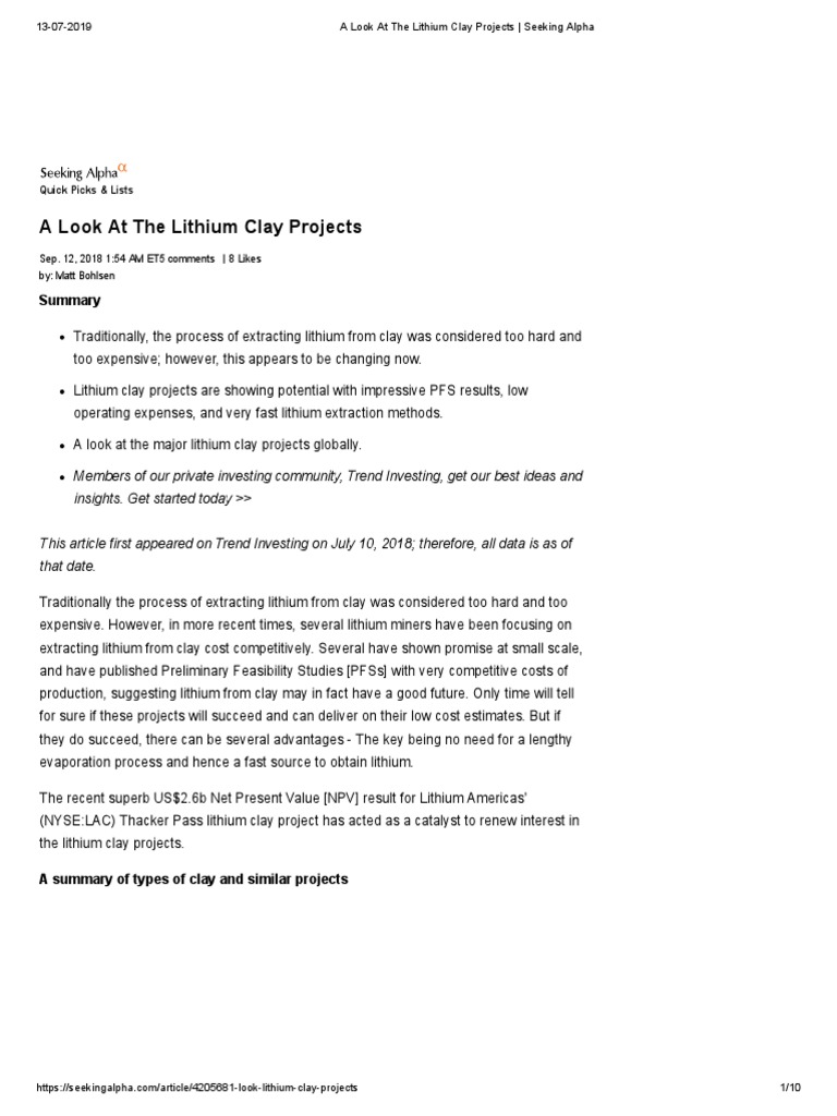 A Look at The Lithium Clay Projects - Trabajo Rec Reservas Litio ...