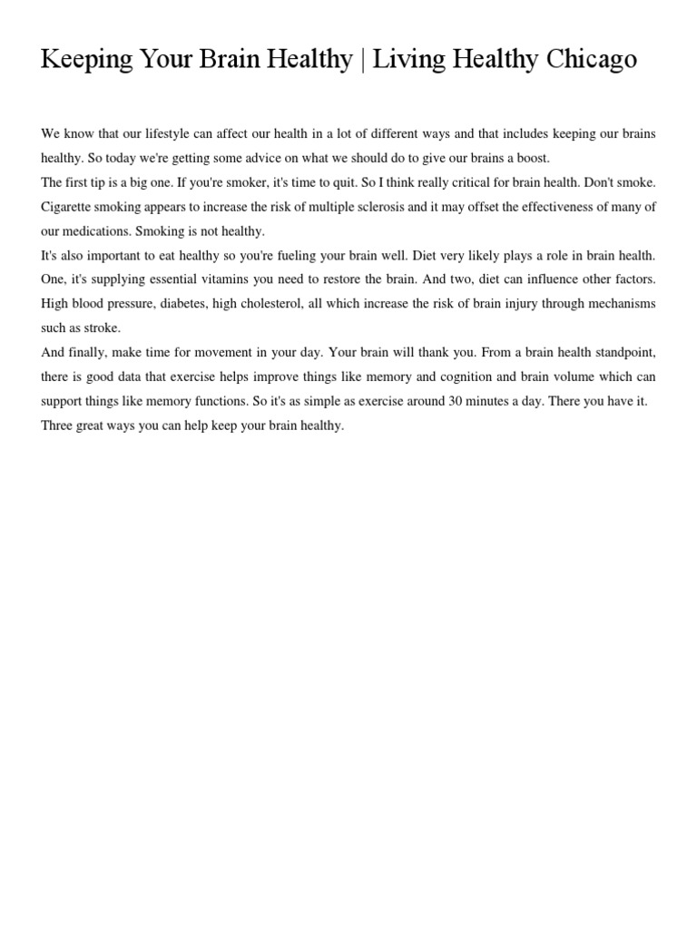 Tips for a Healthy Brain | PDF