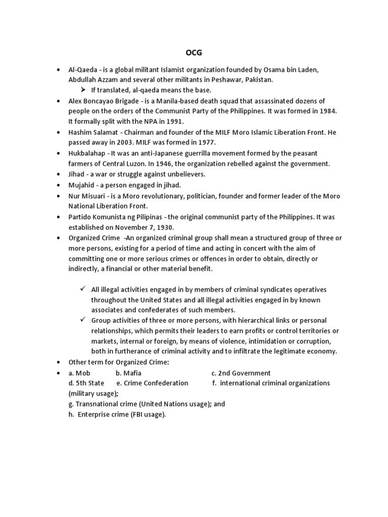 OCG | PDF | Organized Crime | Illegal Drug Trade