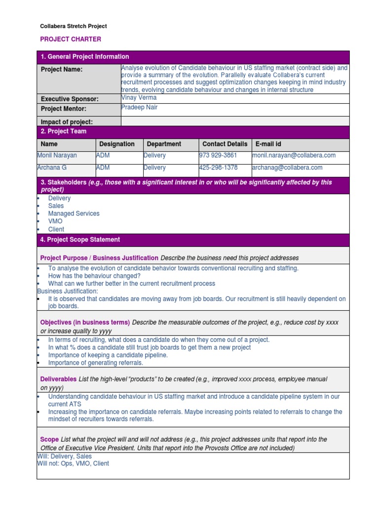 Stretch Project Charter | PDF | Employment | Mentorship