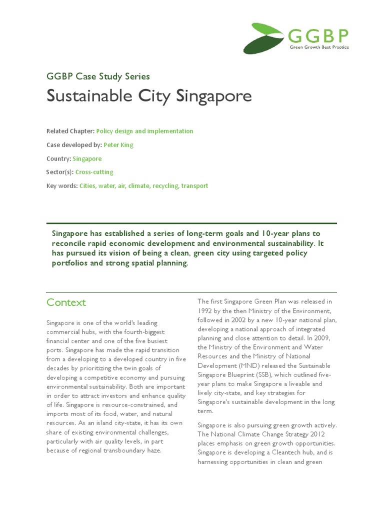 GGBP Case Study Series - Singapore - Sustainable City Singapore | PDF ...