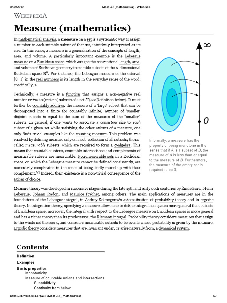 Measure (Mathematics) : Examples Basic Properties | PDF | Measure (Mathematics) | Measure Theory