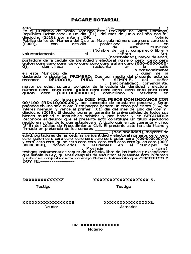Pagare Notarial1 | PDF | República Dominicana | Justicia