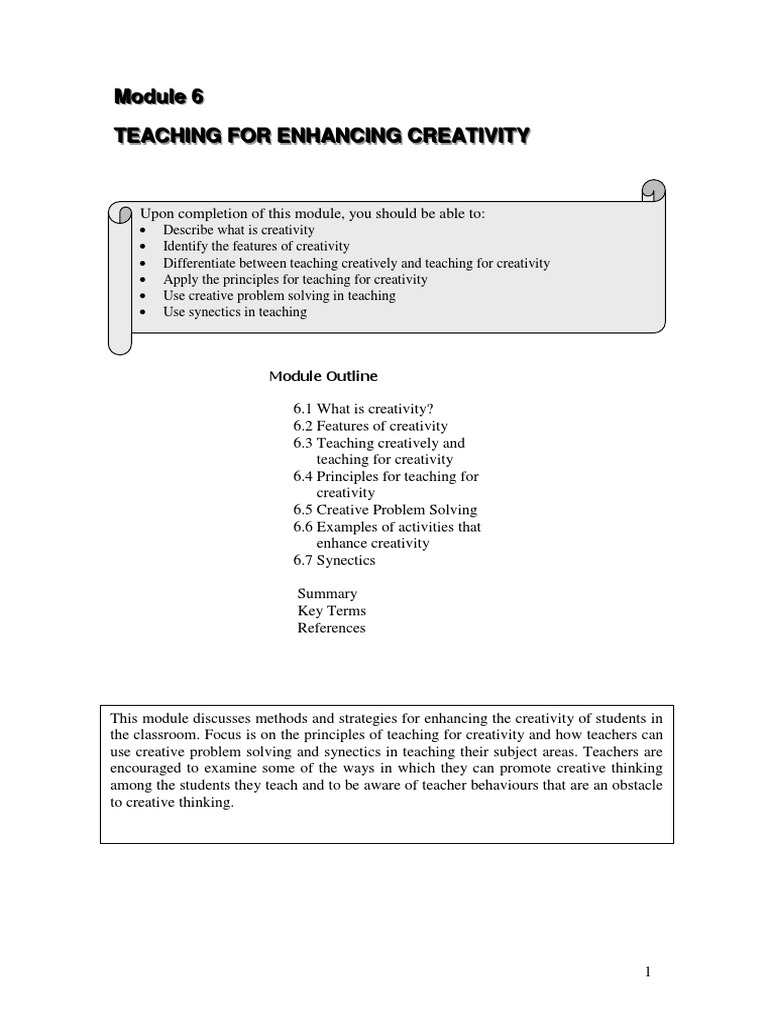 Module 6.creativity | PDF | Creativity | Invention