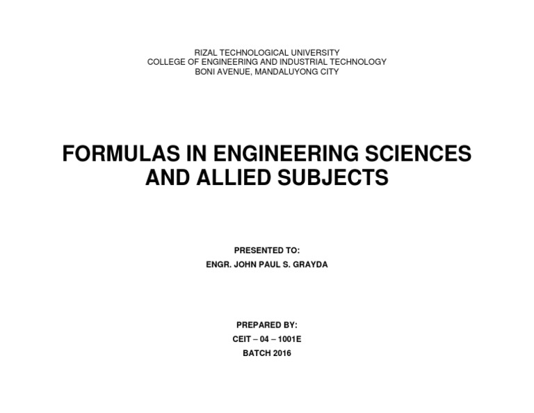 Esas Formulas & Principles Front Page PDF | PDF