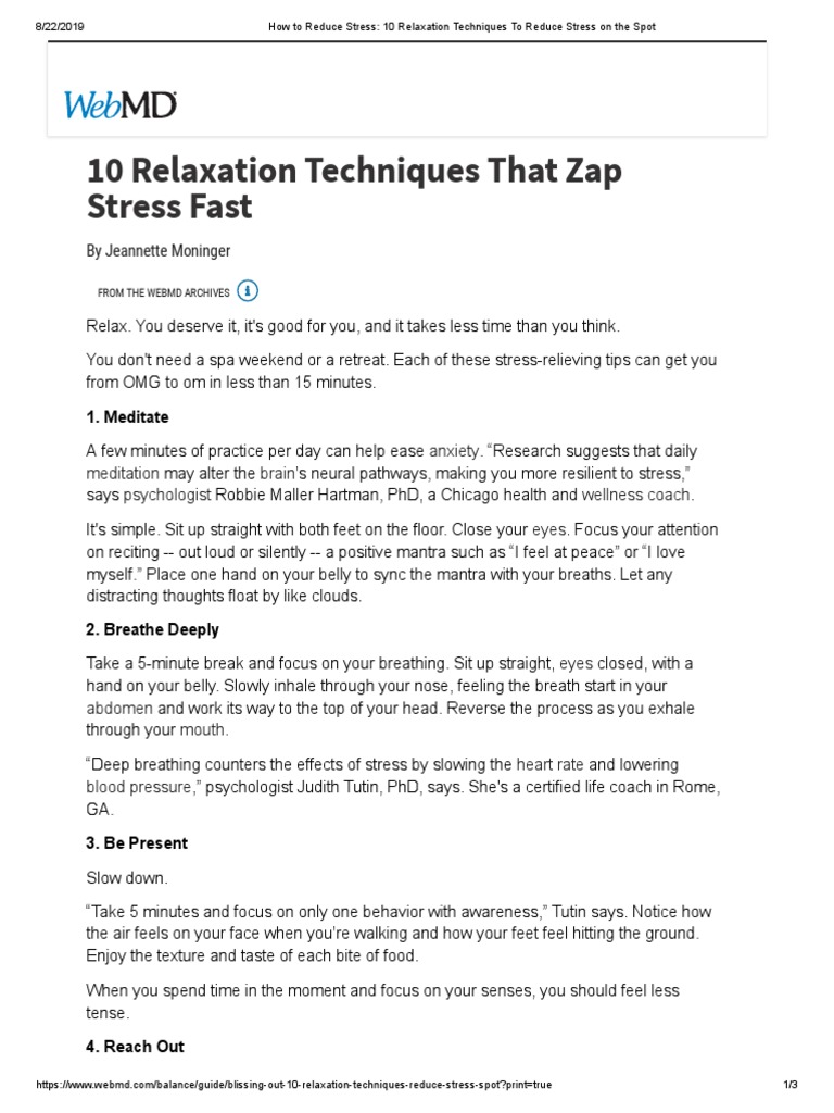 How To Reduce Stress 10 Relaxation Techniques To Reduce Stress On The ...