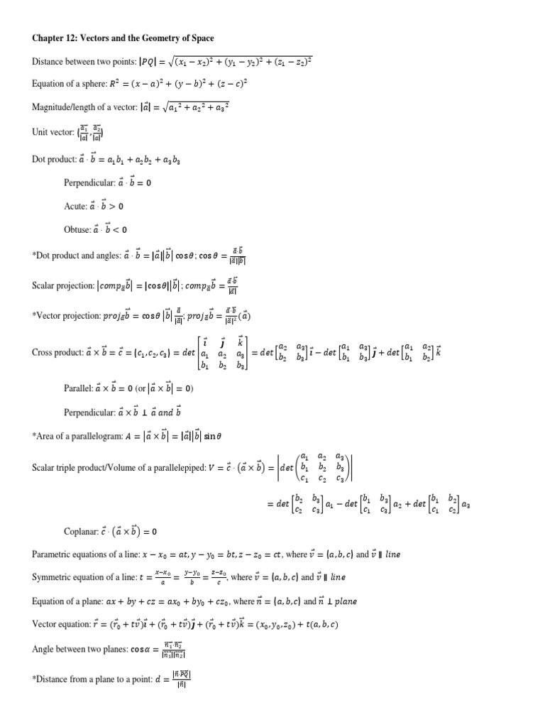 Chapter 12: Vectors and The Geometry of Space | PDF | Derivative ...