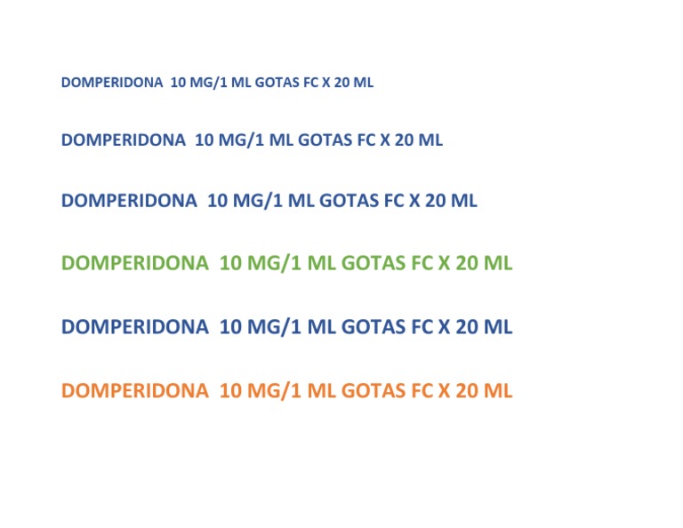 Domperidona 10 Mg/1 ML Gotas FC X 20 ML | PDF