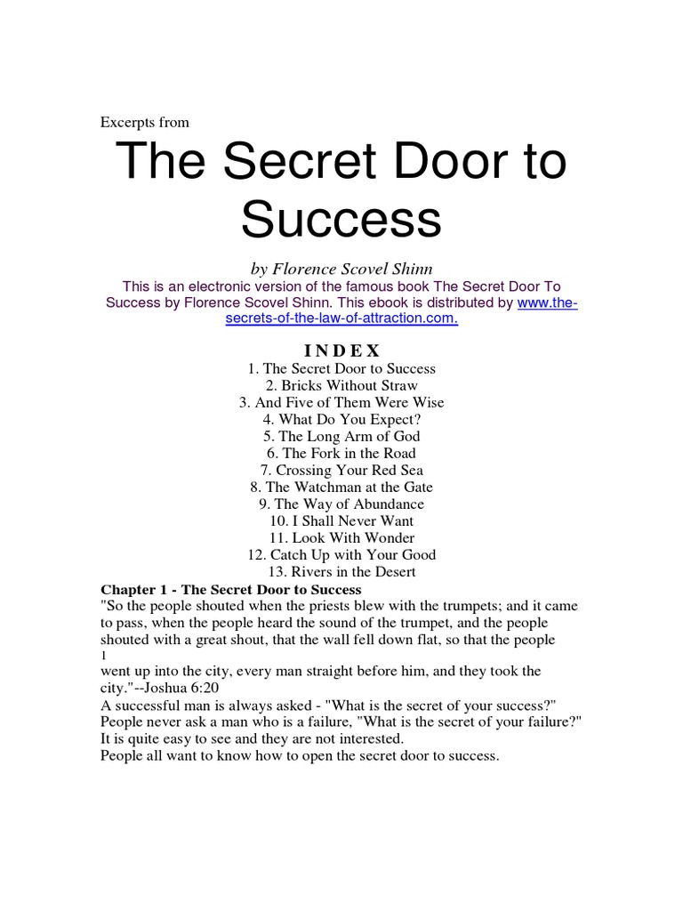 The Secret Door To Success: by Florence Scovel Shinn | PDF | Intuition ...