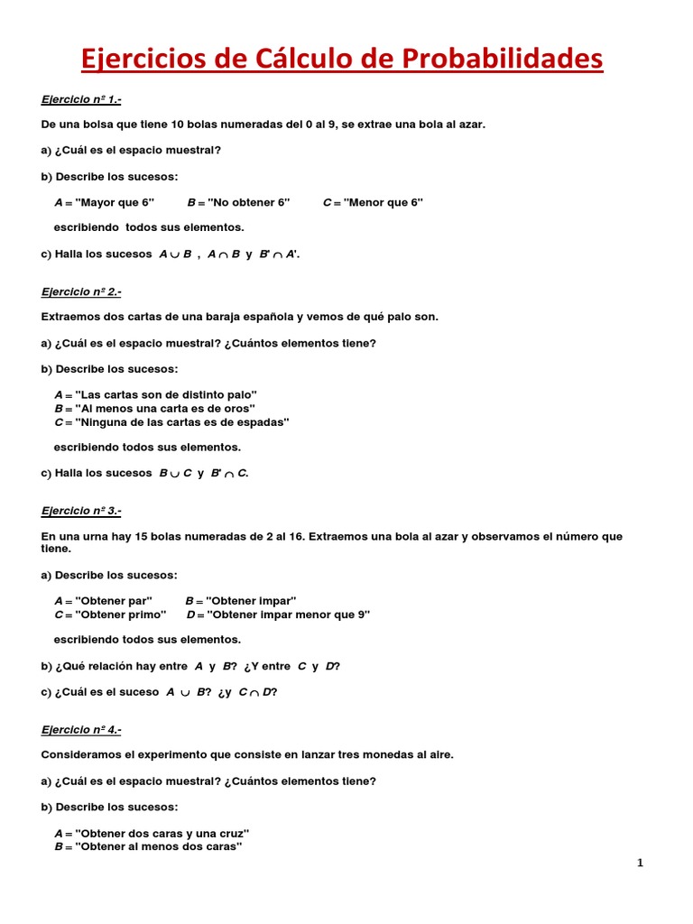 Ejercicios de Probabilidad y Sucesos | PDF | Probabilidades y estadísticas | Probabilidad