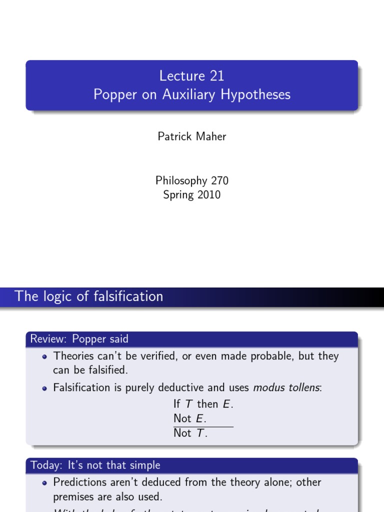 Understanding Auxiliary Hypotheses | PDF | Falsifiability | Karl Popper