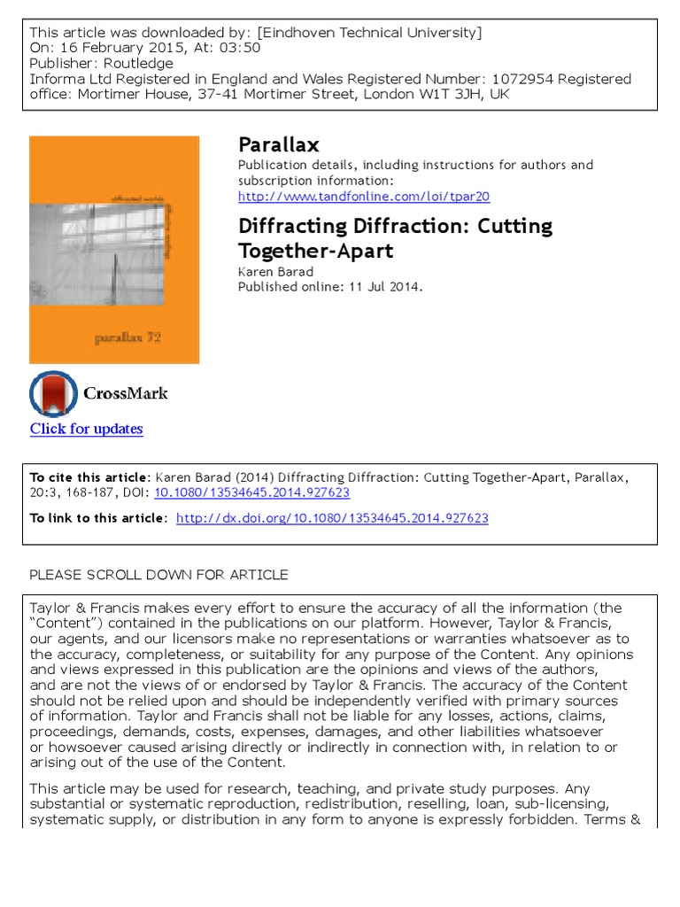 Diffracting Diffraction in Feminist Theory | PDF | Electron | Light