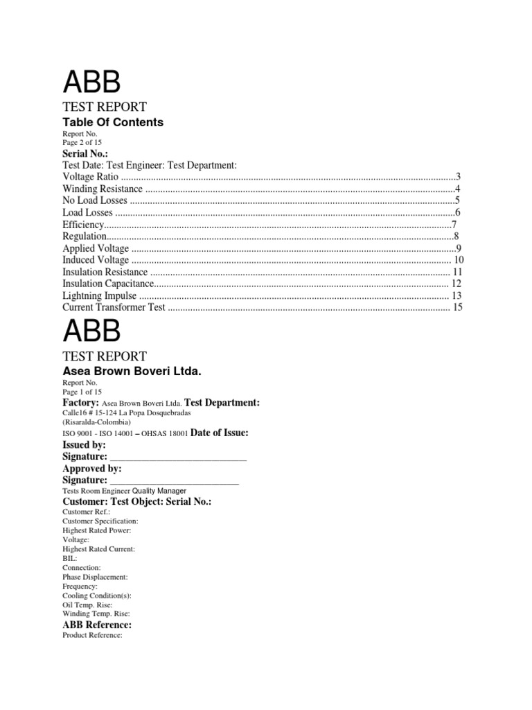 Test Report: Serial No. | PDF | Transformer | Electronics